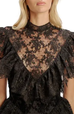 Bardot Tarryn Ruffle Lace Mini Dress