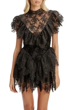 Bardot Tarryn Ruffle Lace Mini Dress