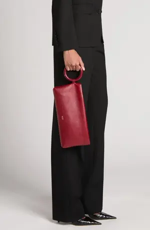 TOM FORD T-ring Leather Clutch - Ruby Red