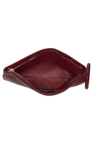 TOM FORD T-ring Leather Clutch - Ruby Red