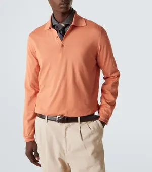 Brunello Cucinelli Cotton Polo Sweater - Orange