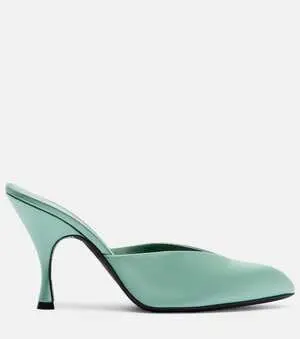 HERBERT LEVINE Satin Pointed Toe Mules - Green