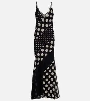 Nina Ricci Polka-dot Silk Maxi Dress