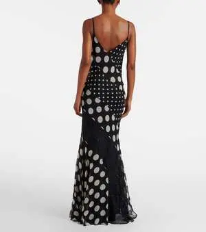 Nina Ricci Polka-dot Silk Maxi Dress