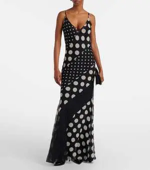 Nina Ricci Polka-dot Silk Maxi Dress