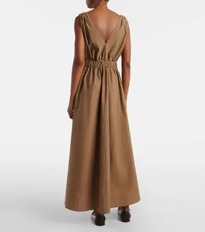 Brunello Cucinelli Belted Cotton-blend Midi Dress - Beige