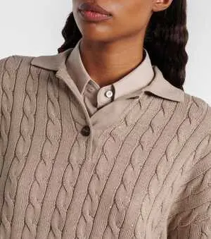 Brunello Cucinelli Cable-knit Cotton-blend Polo Sweater