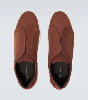 Manolo Blahnik Suede Slip-on Sneakers