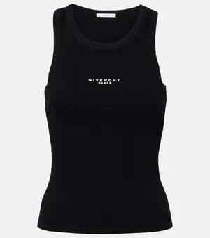 Givenchy Paris Logo Cotton Tank Top - Black