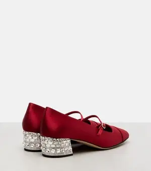 JIMMY CHOO Elisa 45 Embellished Satin Mary Jane Pumps