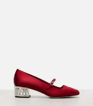 JIMMY CHOO Elisa 45 Embellished Satin Mary Jane Pumps