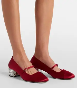 JIMMY CHOO Elisa 45 Embellished Satin Mary Jane Pumps