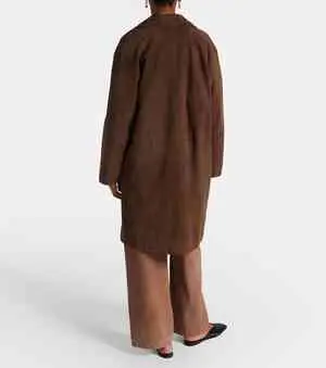 Max Mara Fulmine Suede Wide-leg Pants - Beige