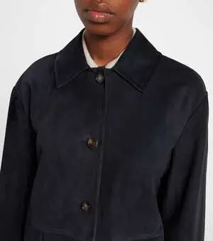 Max Mara Charme Suede Jacket - Blue