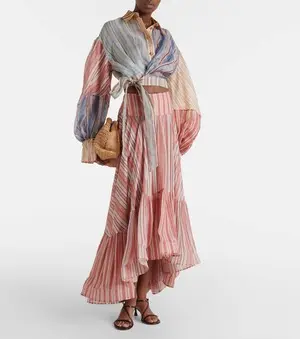 Zimmermann Rebellion Striped Midi Skirt