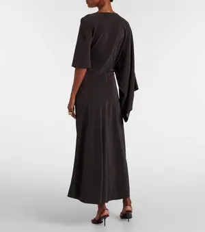 JOSEPH Joya Satin Twill Midi Dress - Brown