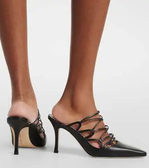 Manolo Blahnik Netas 90 Leather Mules