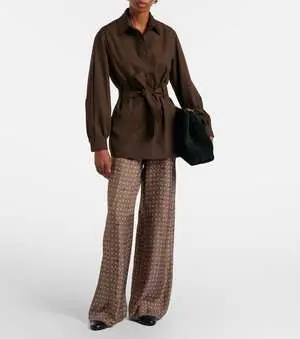 Max Mara Belted Virgin Wool Blazer - Brown