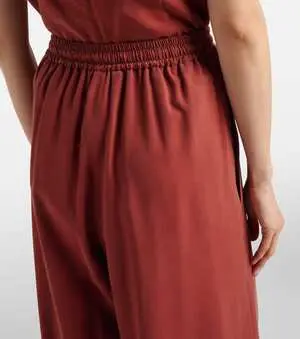 Max Mara Wide-leg Silk Trousers - Brown