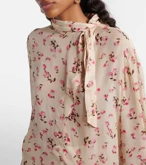 MARANT ETOILE Floral Print Self-tie Neck Blouse