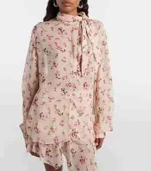 MARANT ETOILE Floral Print Self-tie Neck Blouse