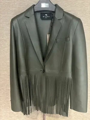 Etro Leather Fringe Blazer