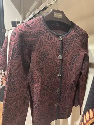 Etro Red Knit Paisley Jacket Cardigan - Burgundy