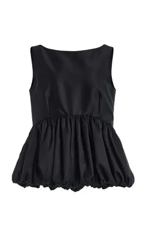 RÓHE Voluminous Peplum Top - Black