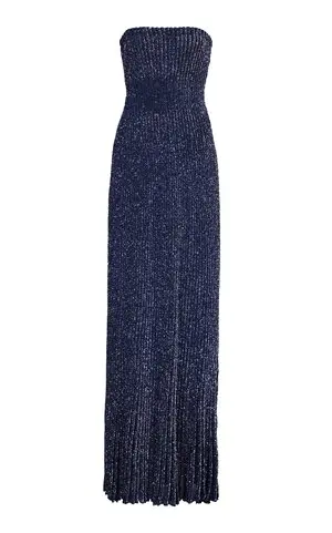 Alaïa Strapless Ribbed-knit Maxi Dress