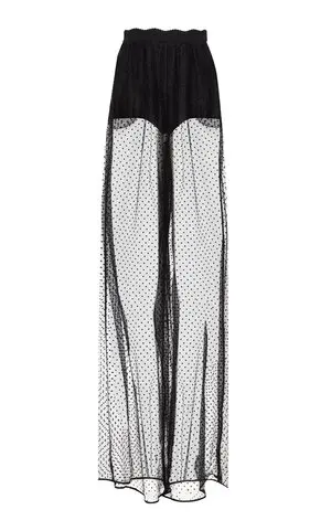 Alaïa Polka-dot Mesh Wide-leg Pants - Black