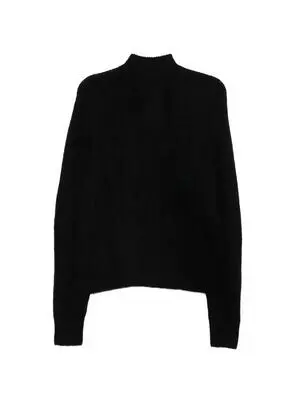 JAMES PERSE Lightweight Quarter Button Jumper - Black