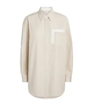 Lafayette 148 New York Cotton Stripe Oversized Shirt - Beige