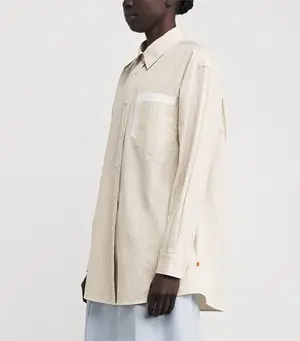 Lafayette 148 New York Cotton Stripe Oversized Shirt - Beige