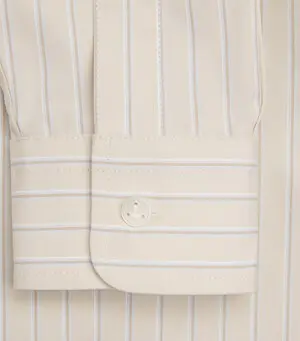 Lafayette 148 New York Cotton Stripe Oversized Shirt - Beige