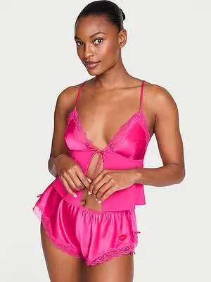 Victoria's Secret Tease Satin & Chiffon Flyaway Cami Set - Pink