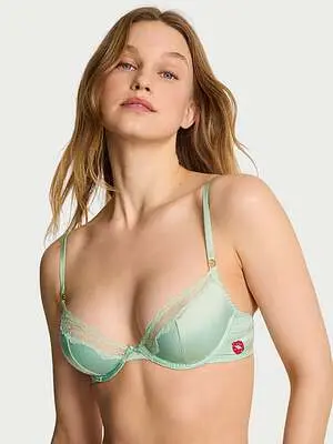 Victoria's Secret Tease Unlined Sheer Dot Demi Bra - Green