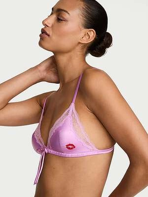 Victoria's Secret Tease Sexy Strappy Lace Triangle Bralette - Purple