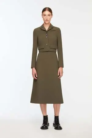 EMILIA WICKSTEAD Chapel Cropped Jacket In Military Birdseye Suiting