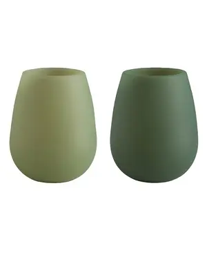 PORTER GREEN Fegg Silicone Unbreakable Glasses Set Of 2 - Sage + Olive