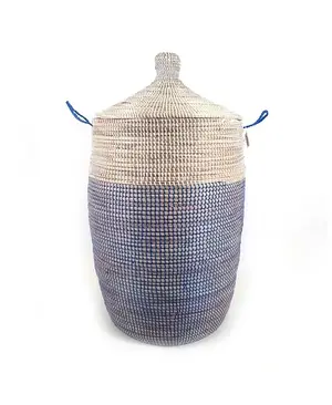 MBARE Dou Lid Two Tone Storage Basket - Navy And White