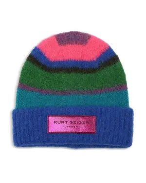Kurt Geiger Fuzzy Striped Beanie - Multi