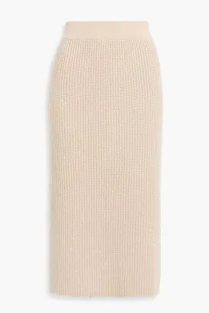 Brunello Cucinelli Sequin-embellished Cashmere And Silk-blend Midi Skirt