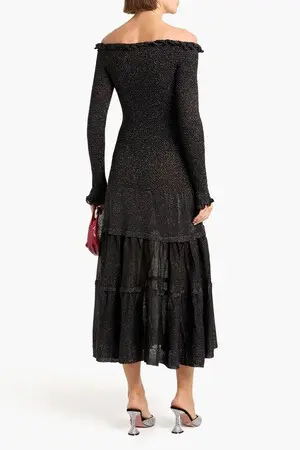 Altuzarra Polly Off-shoulder Metallic Knit Midi Dress