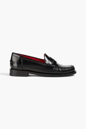 FERRAGAMO Embossed Glossed-leather Loafers
