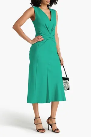 Victoria Beckham Gathered Crepe Midi Dress - Jade