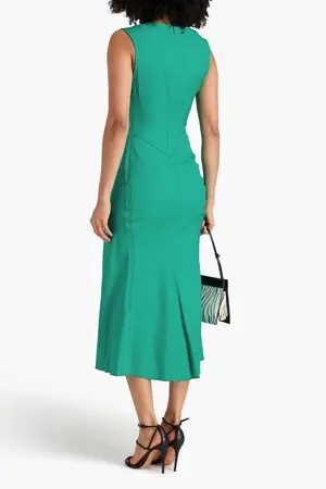 Victoria Beckham Gathered Crepe Midi Dress - Jade