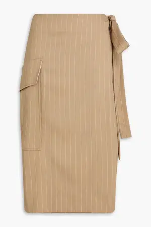 Victoria Beckham Pinstriped Wool-twill Wrap Skirt
