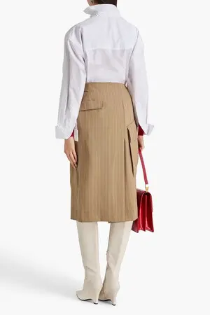 Victoria Beckham Pinstriped Wool-twill Wrap Skirt
