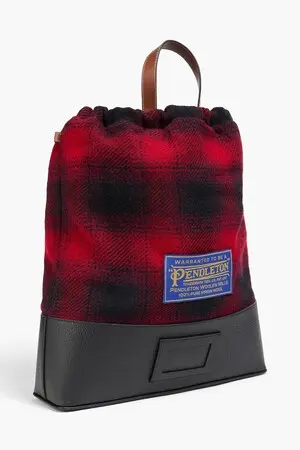 MAISON MARGIELA 5ac Daily Checked Flannel And Leather Backpack