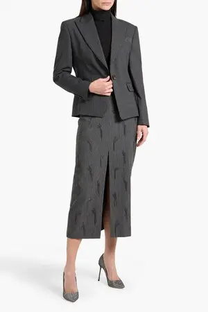 Brunello Cucinelli Embellished Pinstriped Wool-blend Blazer